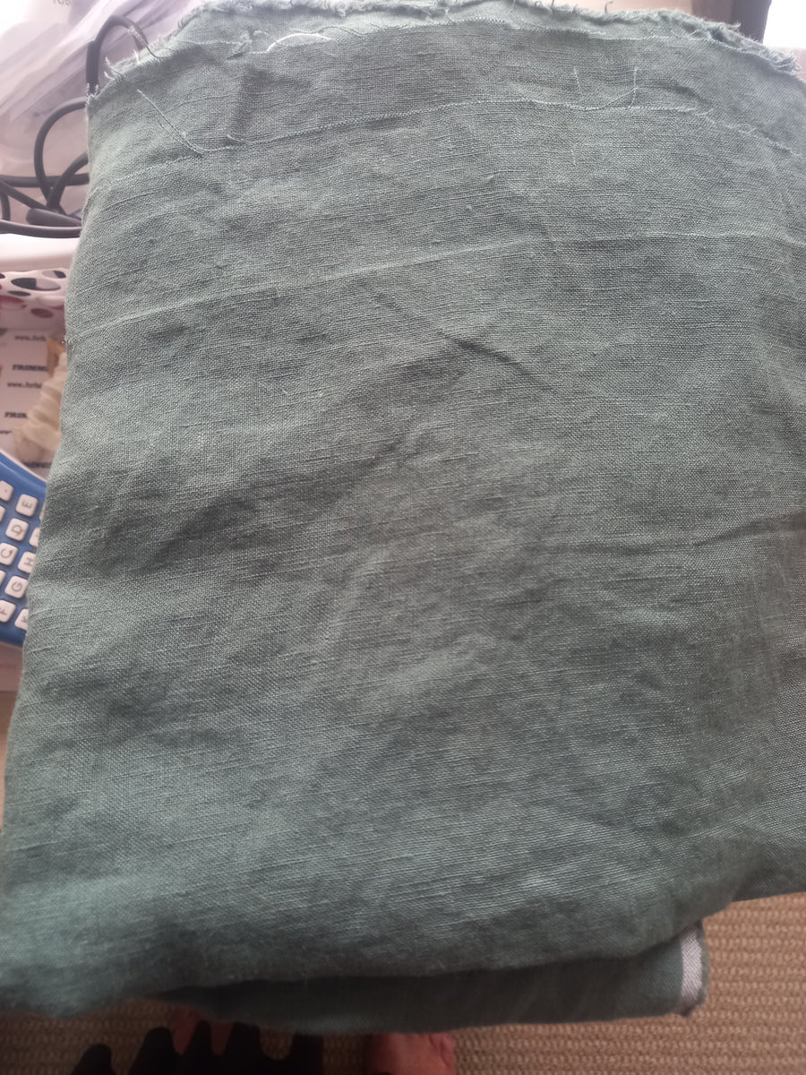 Greenstone 100% Linen - 34ocm remnant – Forfabricsake